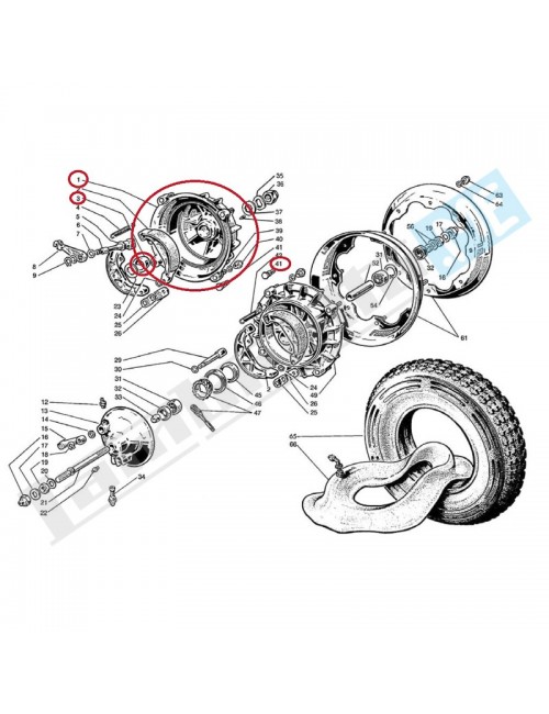 Lambretta - Mozzo posteriore con cono (3 viti)